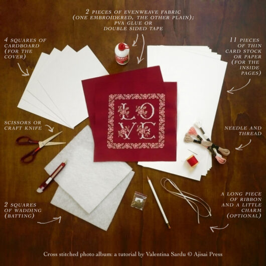 DIY Tutorial & Freebie: cross stitched photo album – Ajisai Press