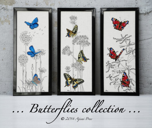 Cross Stitch and Blackwork Design: Adonis Blue Butterflies – Ajisai Press